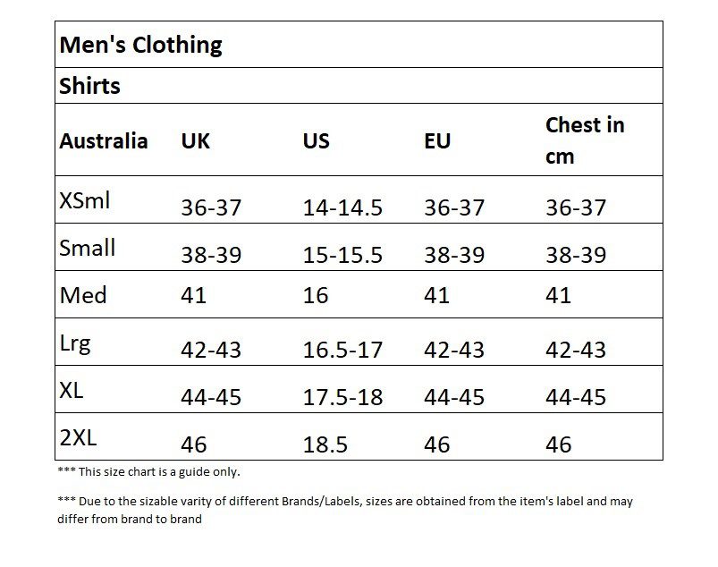 Clothing Size Charts